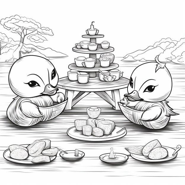 Dim Sum Duck Coloring Book - 25 Pages of Whimsical Ducks, Ducklings and ...