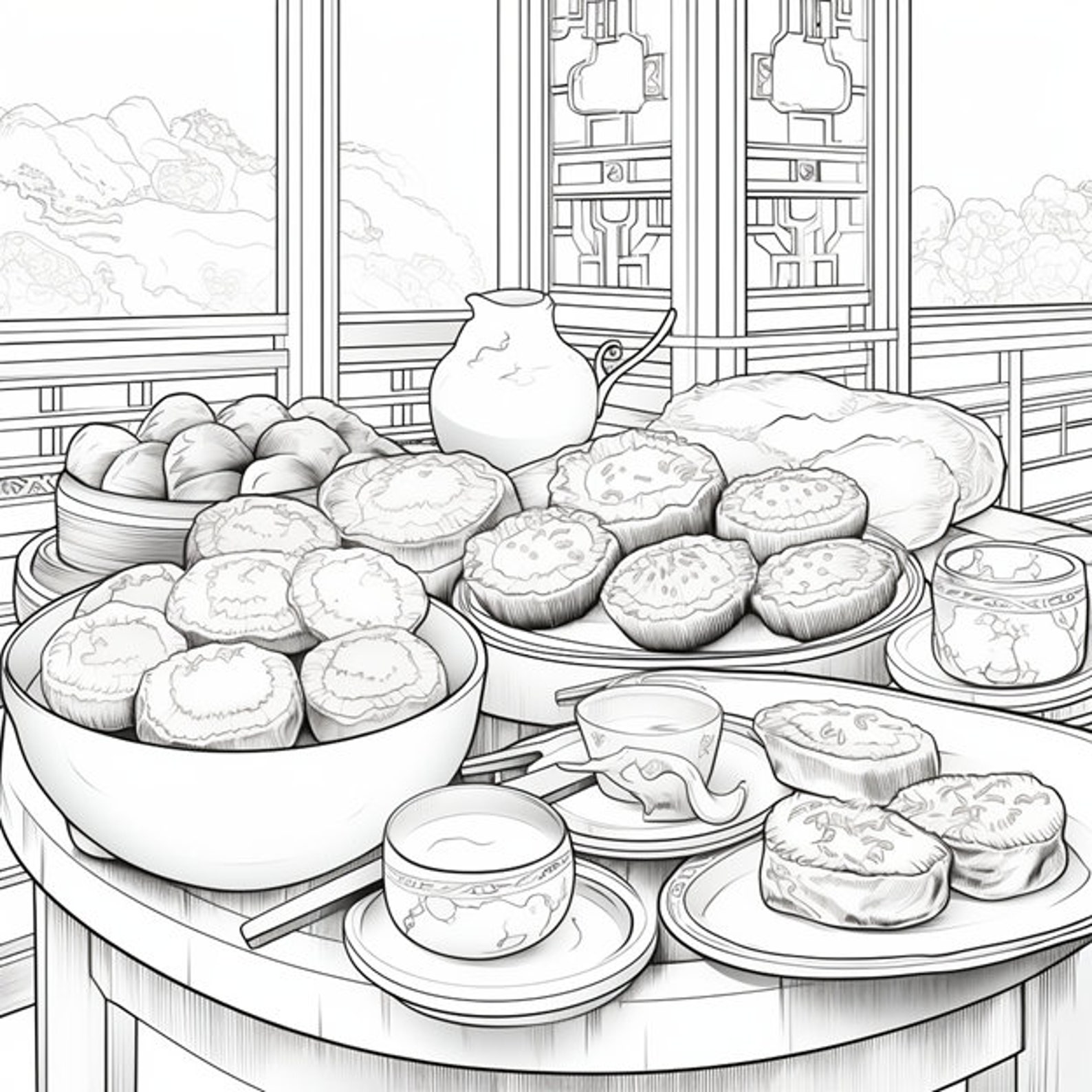 Dim Sum Duck Coloring Book - 25 Pages of Whimsical Ducks, Ducklings and ...