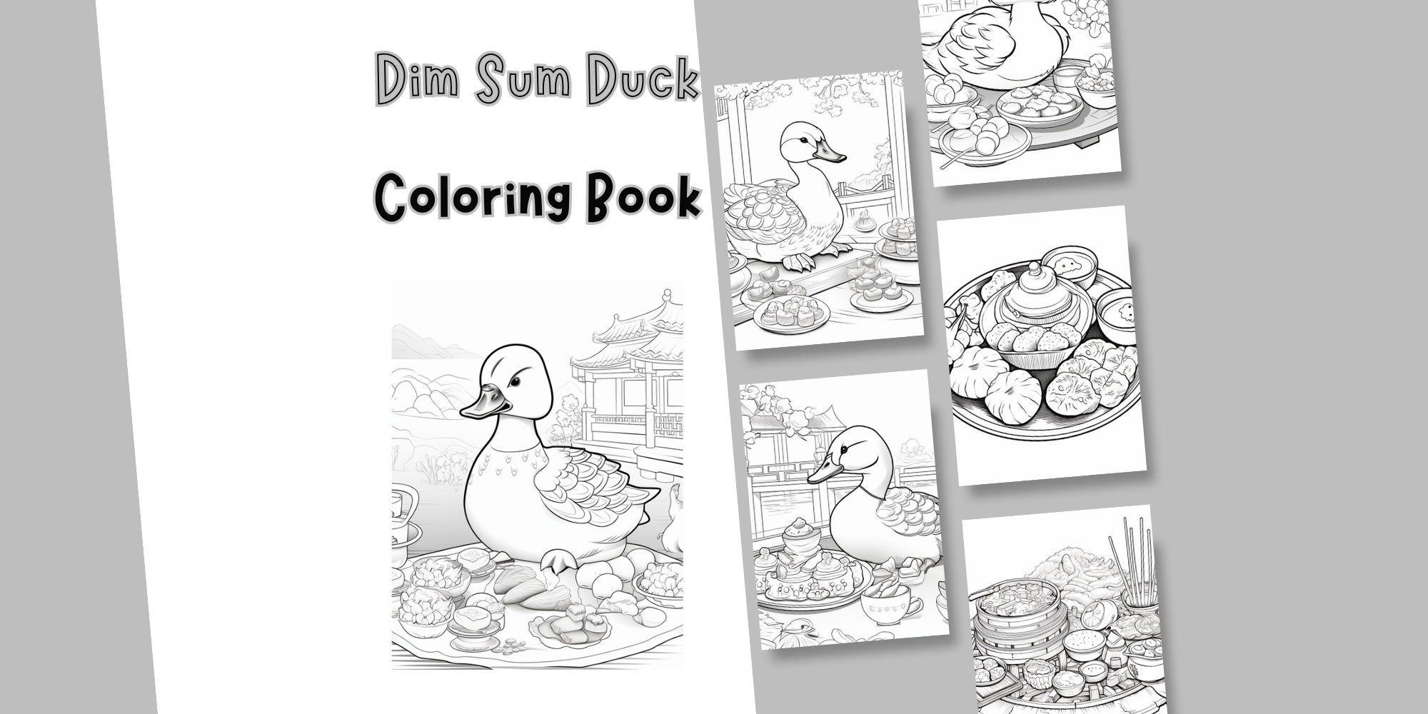 Dim Sum Duck Coloring Book - 25 Pages of Whimsical Ducks, Ducklings and ...