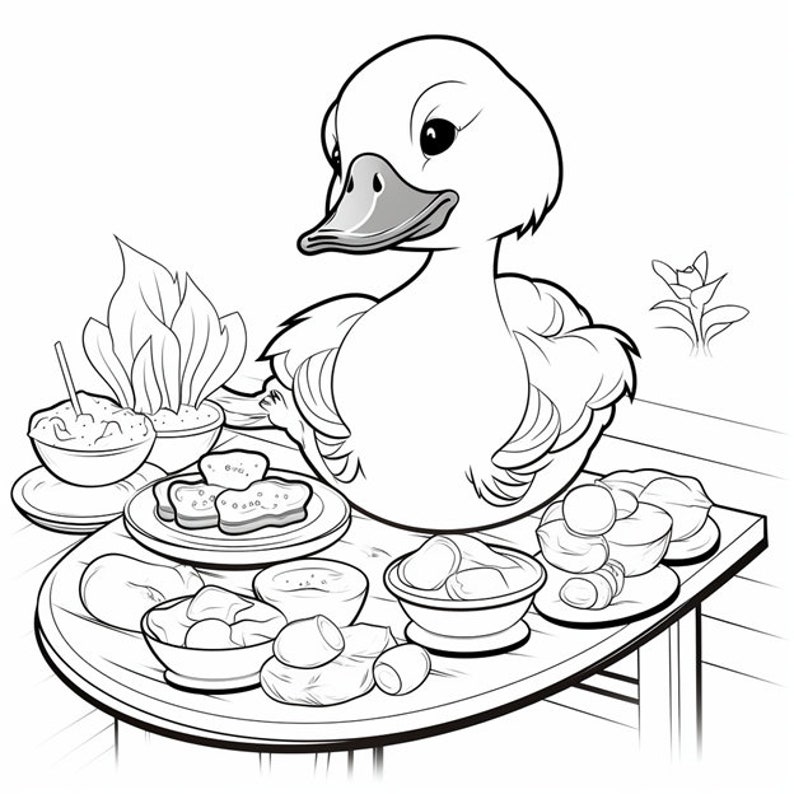 Dim Sum Duck Coloring Book - 25 Pages of Whimsical Ducks, Ducklings and ...