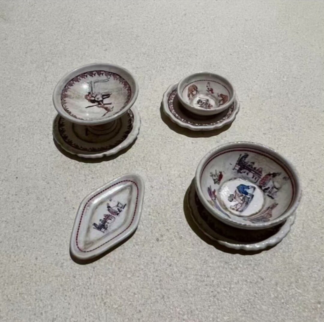 1/6 Scale Miniature Vintique/distressed Plates for Popular - Etsy