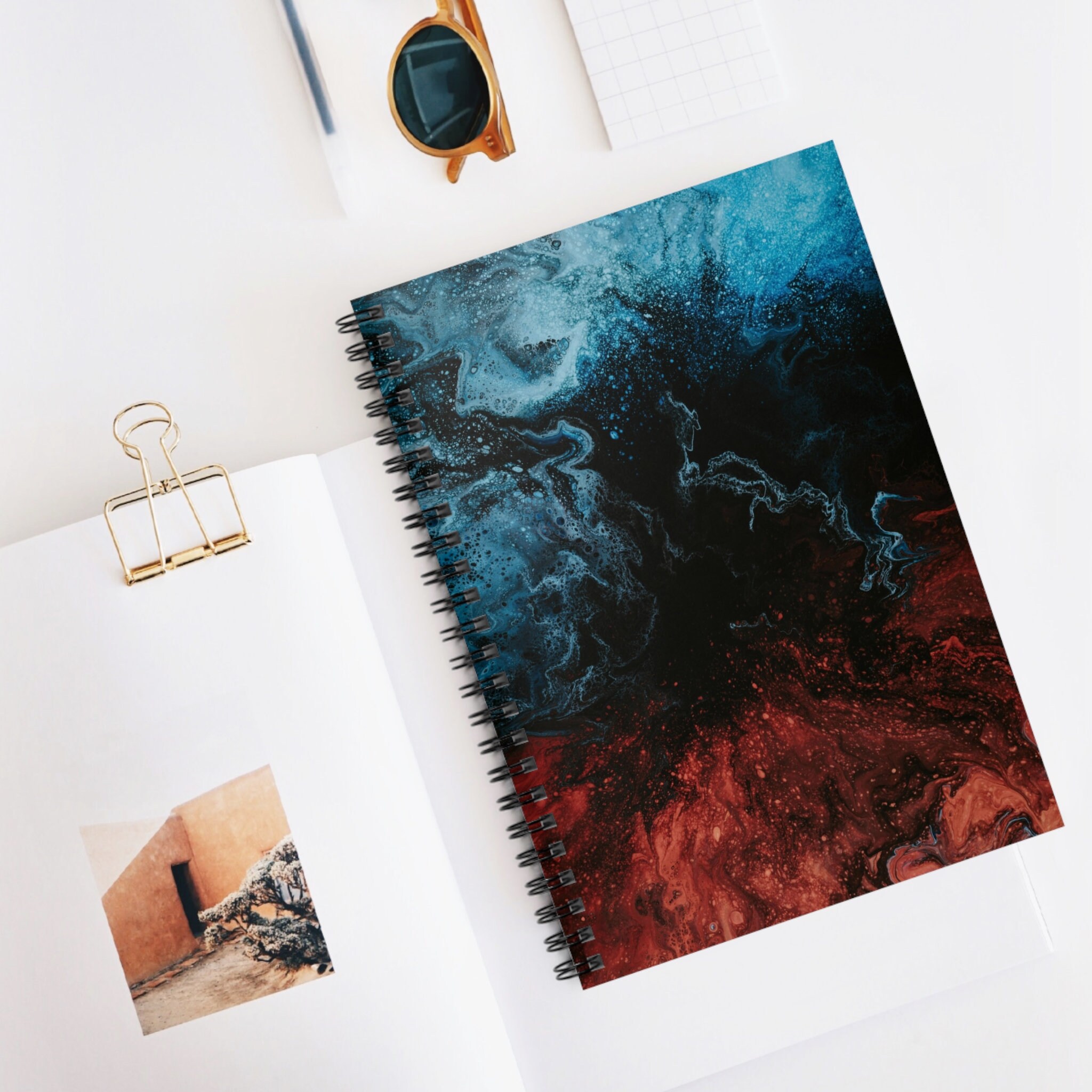 Blue & Red Marble Spiral Notebook, Texture Edition, Great for Note ...
