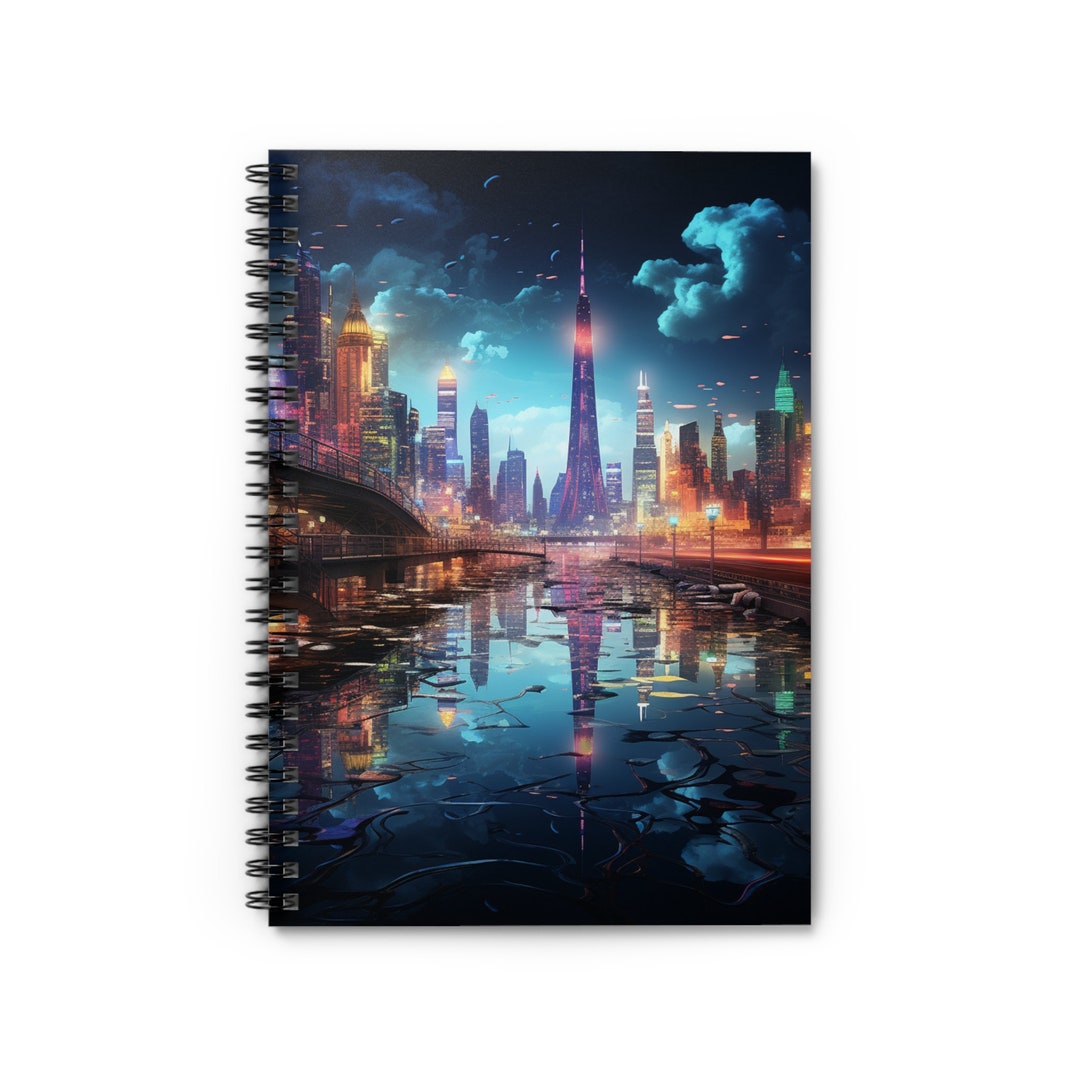 Futuristic AI City View Spiral Notebook, Great for Note Taking, To-do ...