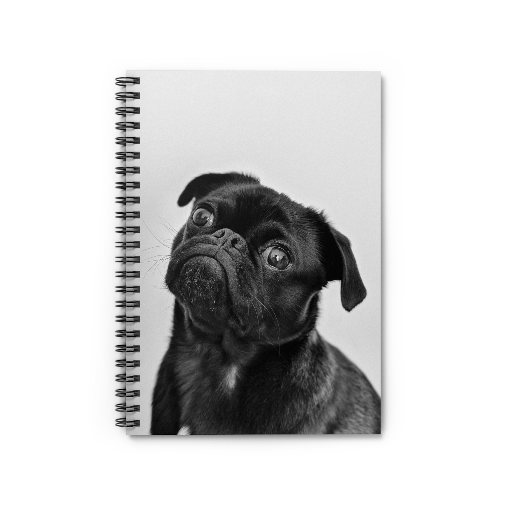 Black Pug Spiral Notebook, Black and White, Dogs, Great for Note Taking ...