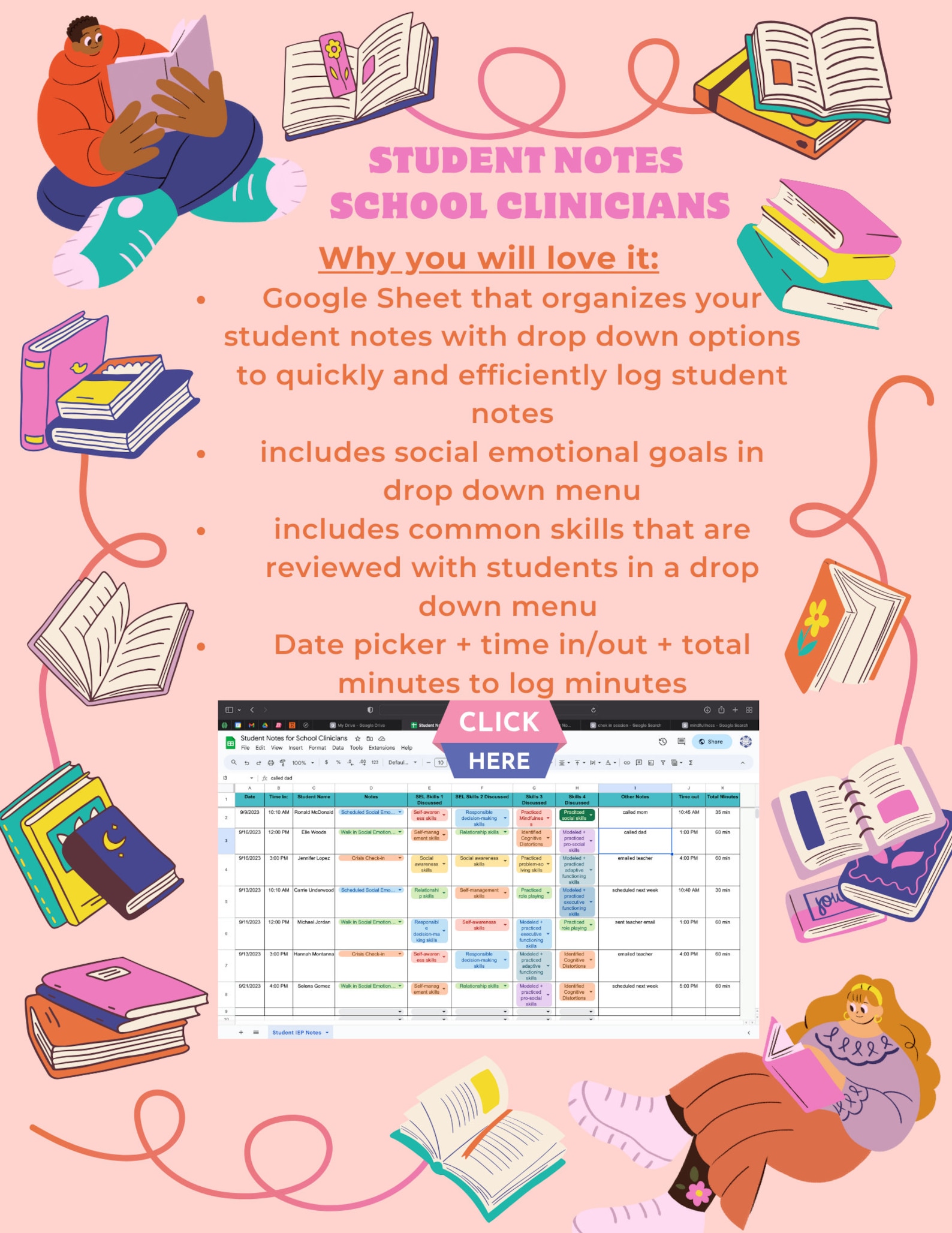 Student Notes/documentation Template for School Mental Health Providers ...