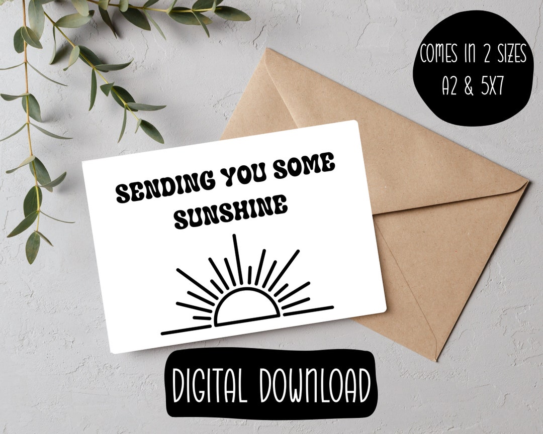Sending You Some Sunshine Card, Funny Get Well Card, Printable Card ...