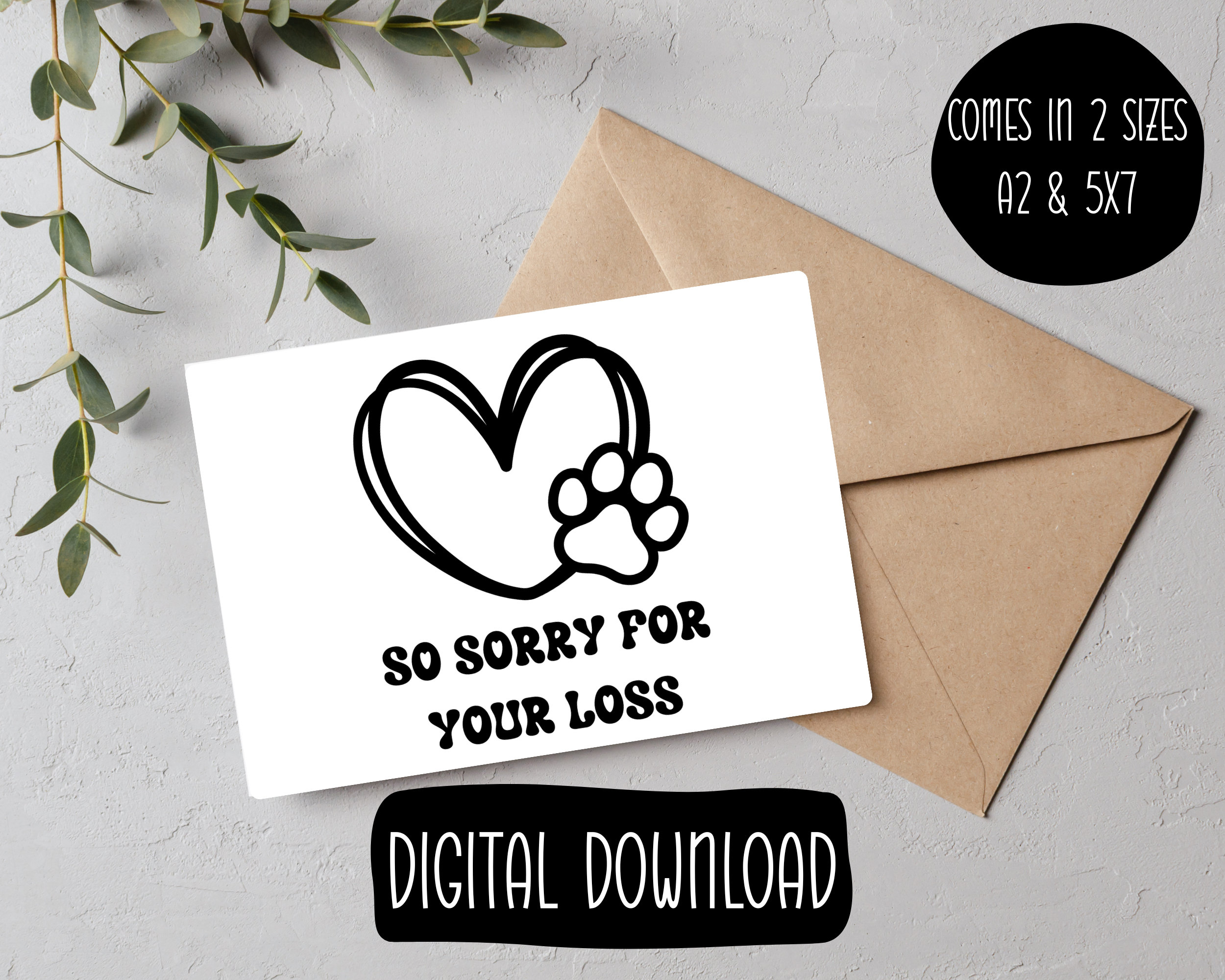 So Sorry for Your Loss Pet Sympathy Card Pet Sympathy Card - Etsy
