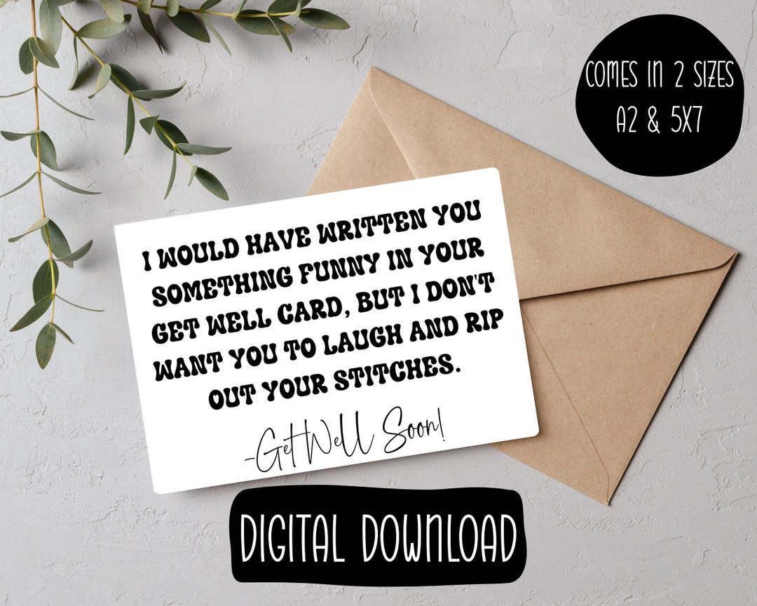 Funny Get Well Card Printable Card Cute Printable Card Feel - Etsy