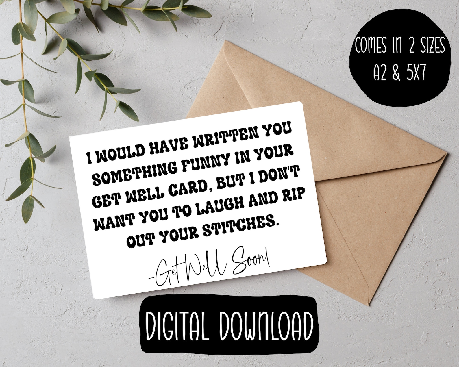 Funny Get Well Card, Printable Card, Cute Printable Card, Feel Better ...