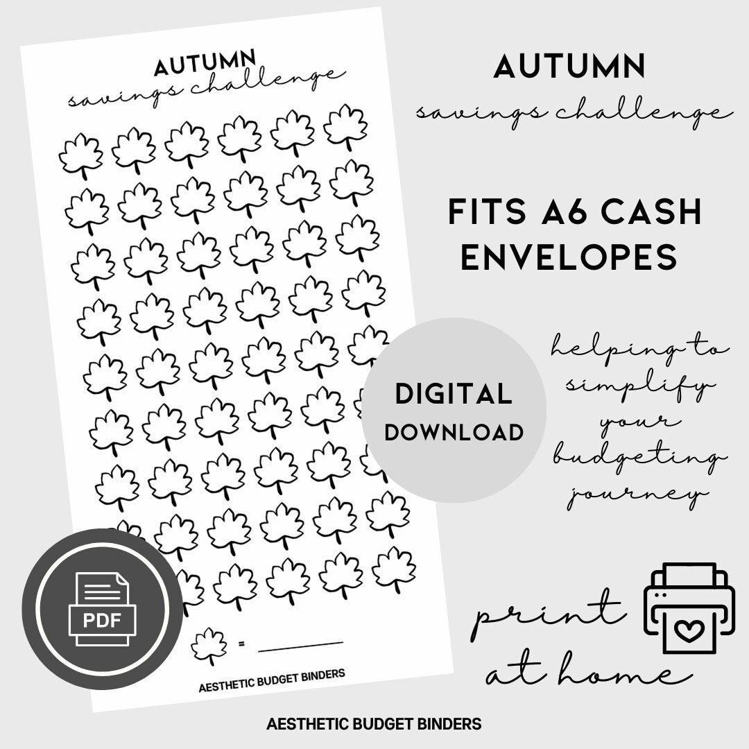 Autumn Savings Challenge A6 Digital Download Seasons - Etsy