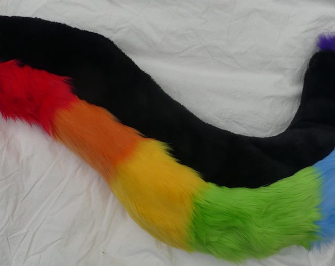 Rainbow Fursuit Wolf/dog Tail - Etsy