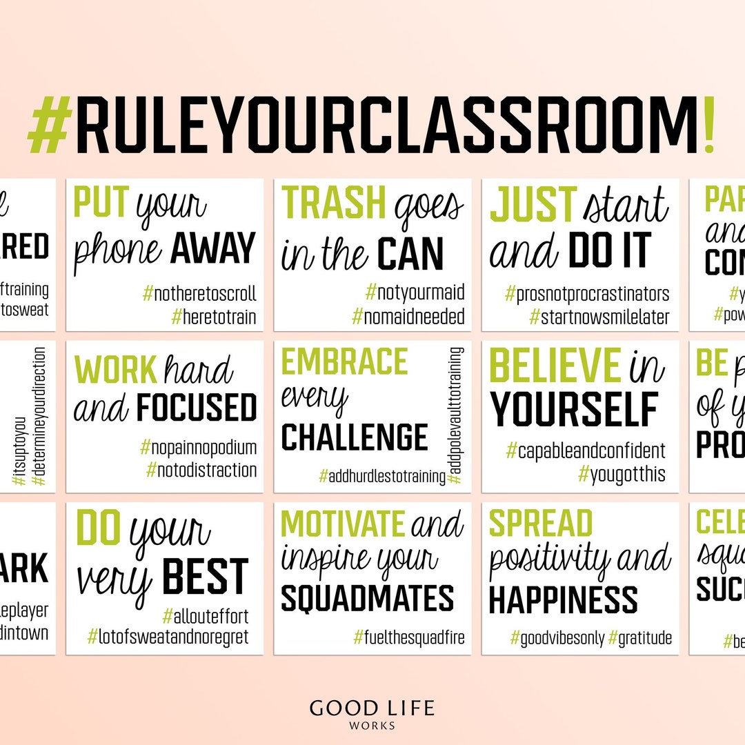 30 Classroom Bulletin Board Hashtag Signs/posters, Lime Green Middle ...