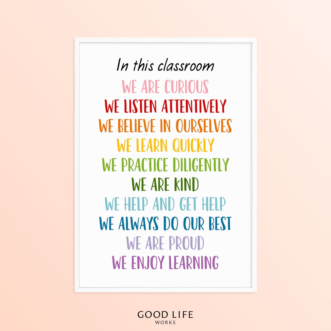 Elementary in This Classroom Rainbow Affirmations Poster, 1st 2nd Grade ...