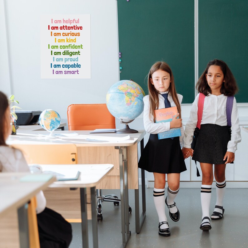 Elementary Classroom Positive Affirmations Rainbow Decor, School ...