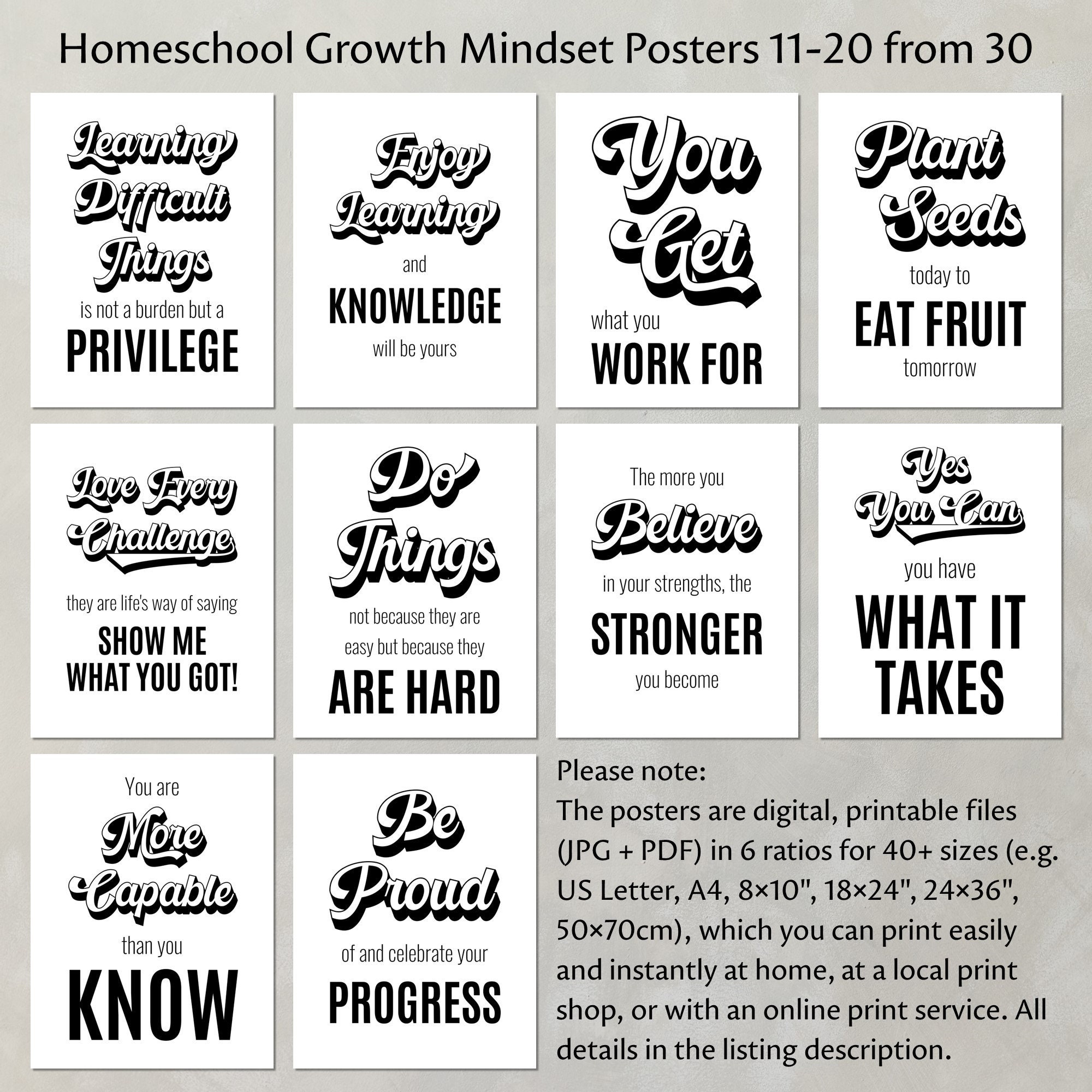 30 Growth Mindset Middle High School Classroom Decor Posters ...
