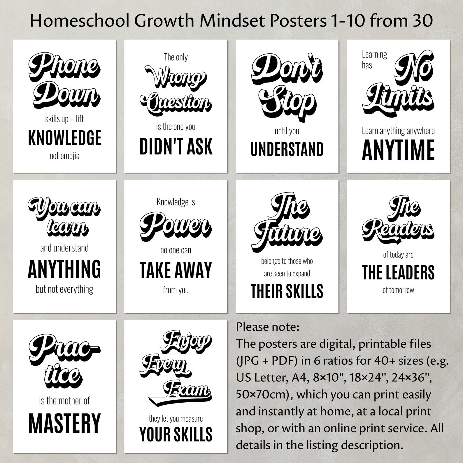 30 Growth Mindset Middle High School Classroom Decor Posters ...