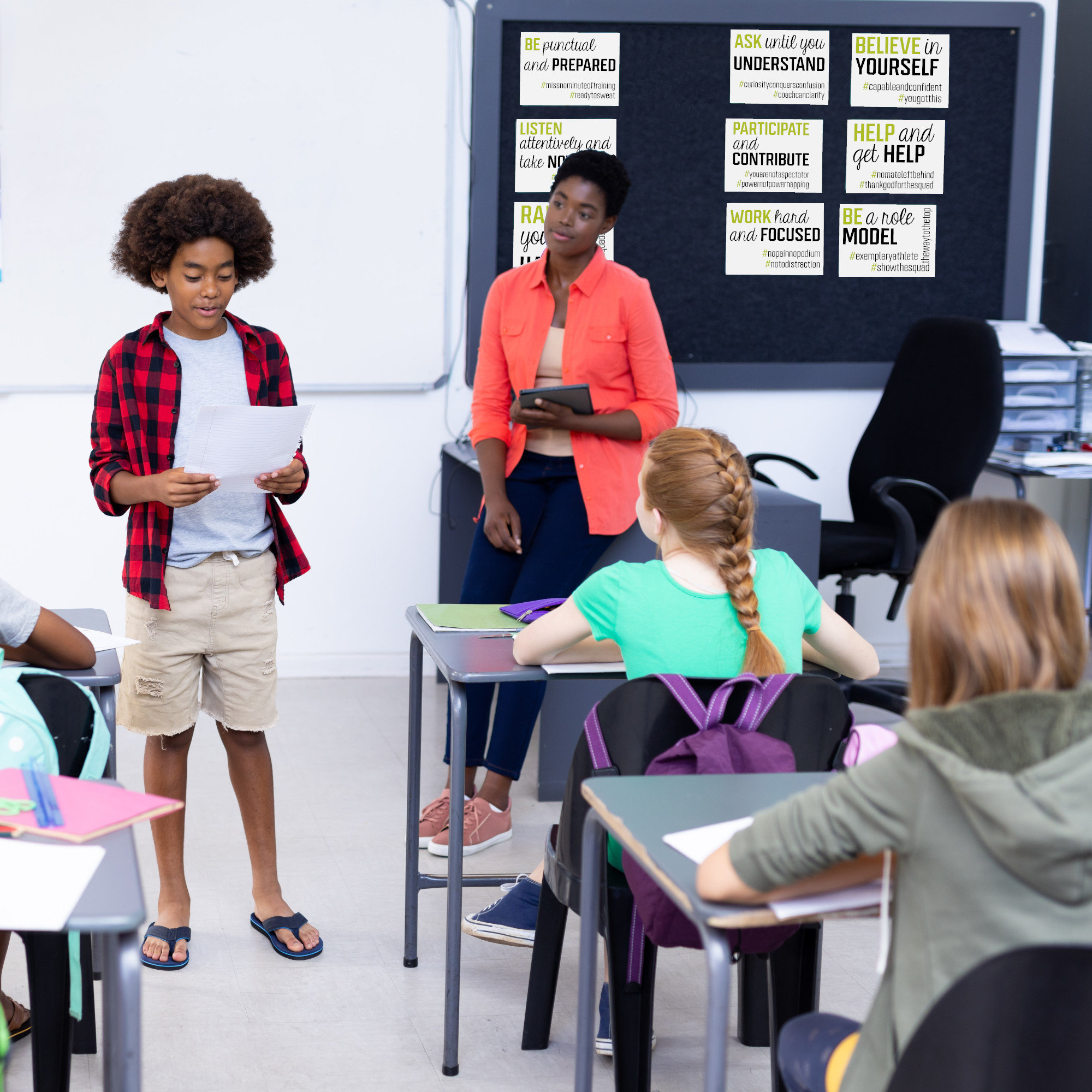 30 Classroom Bulletin Board Hashtag Signs/posters, Lime Green Middle ...
