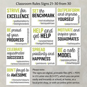 30 Classroom Bulletin Board Hashtag Signs/posters, Lime Green Middle ...