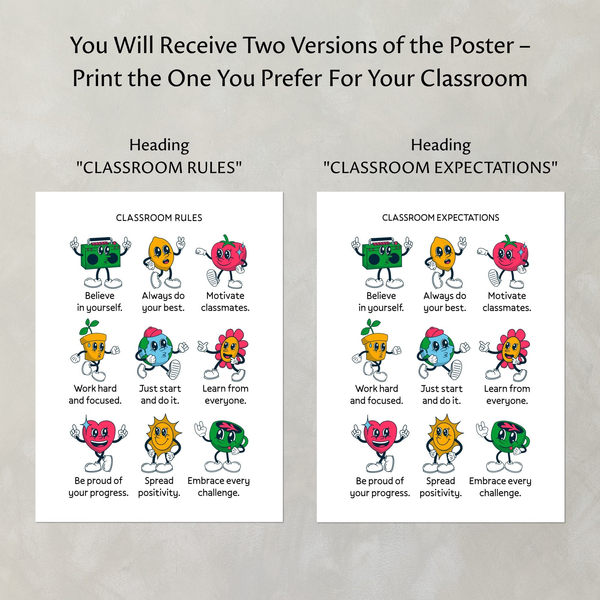 Middle School Classroom Rules Expectations Poster, Groovy Wall and ...