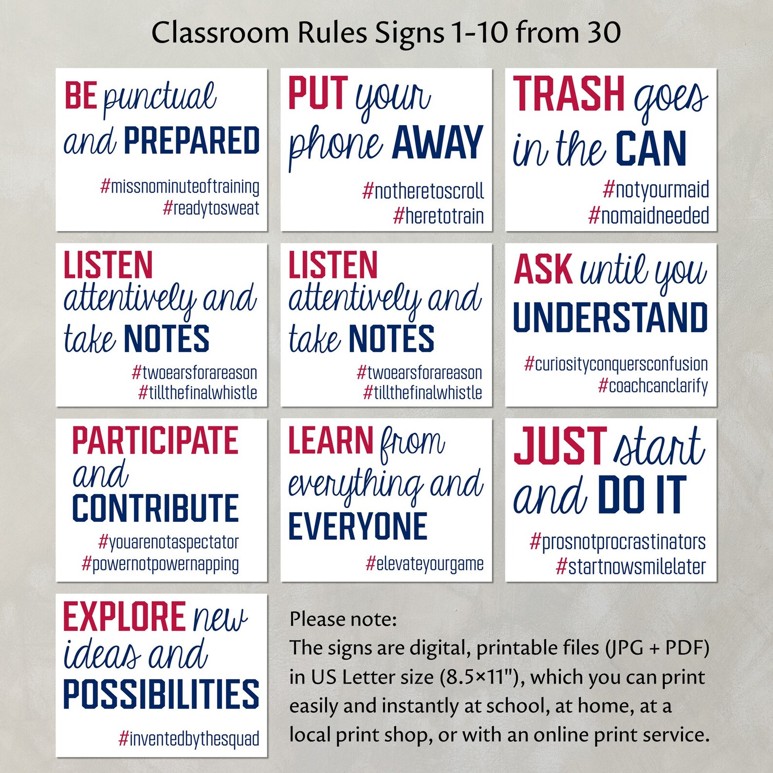 30 Classroom Bulletin Board Hashtag Signs/posters US Flag Color ...