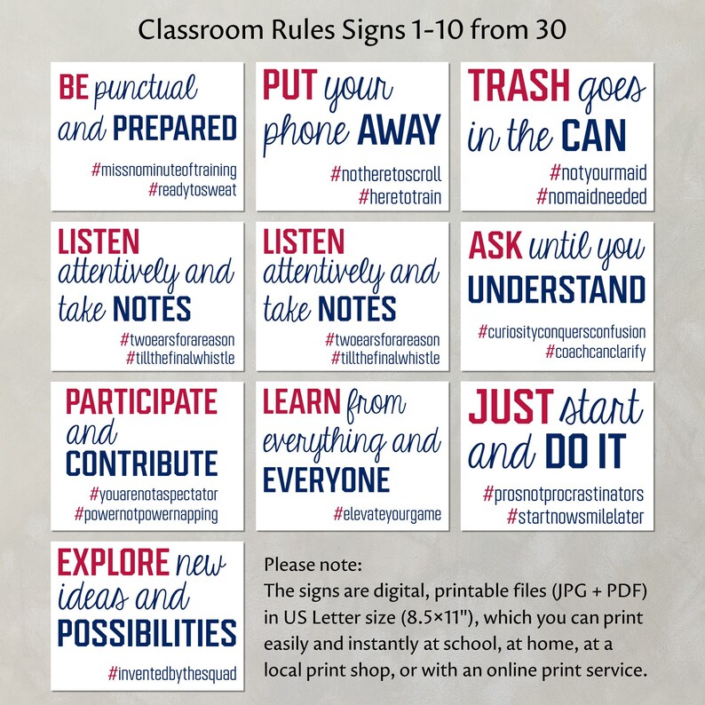 30 Classroom Bulletin Board Hashtag Signs/posters US Flag Color ...