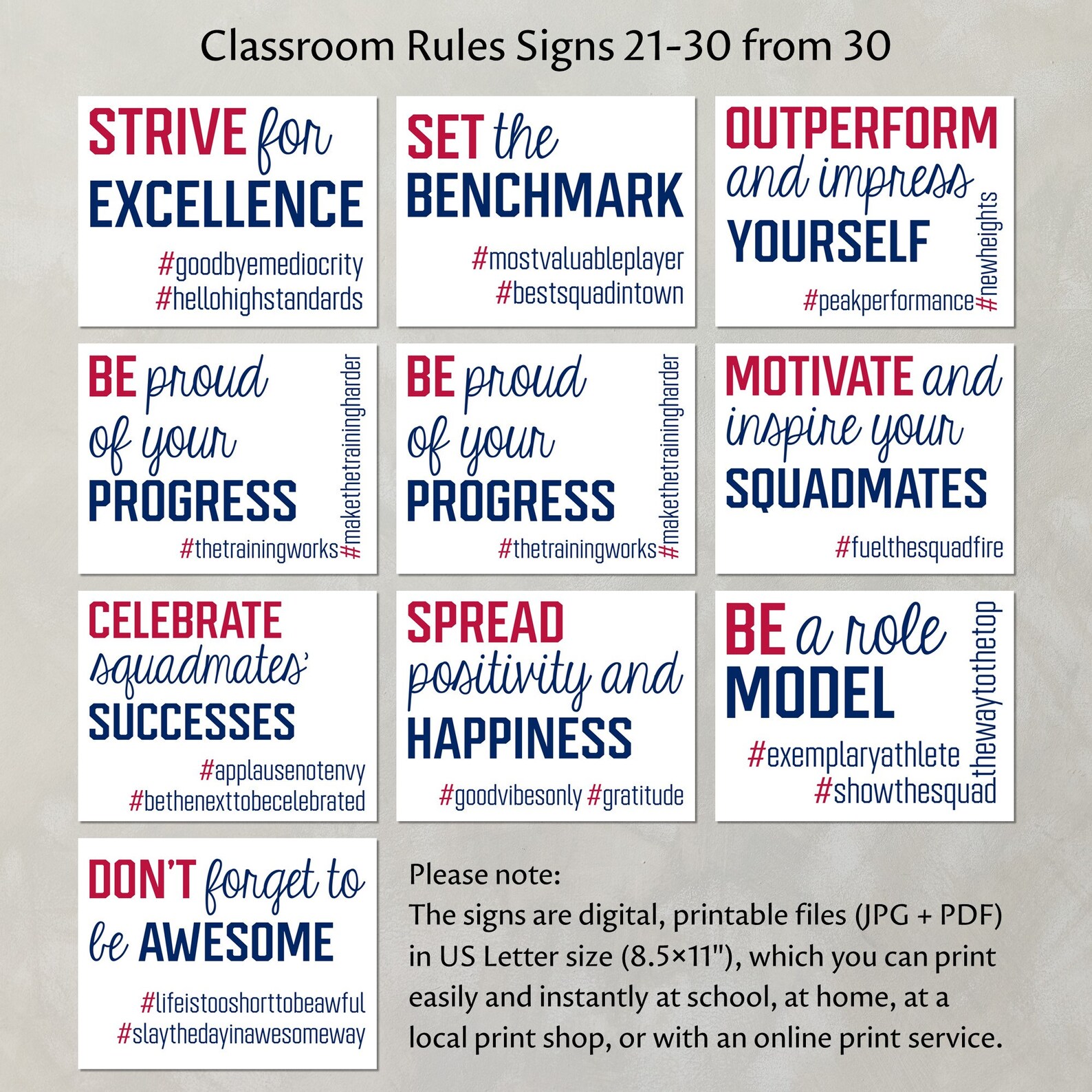 30 Classroom Bulletin Board Hashtag Signs/posters US Flag Color ...