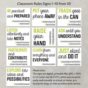 30 Classroom Bulletin Board Hashtag Signs/posters, Lime Green Middle ...