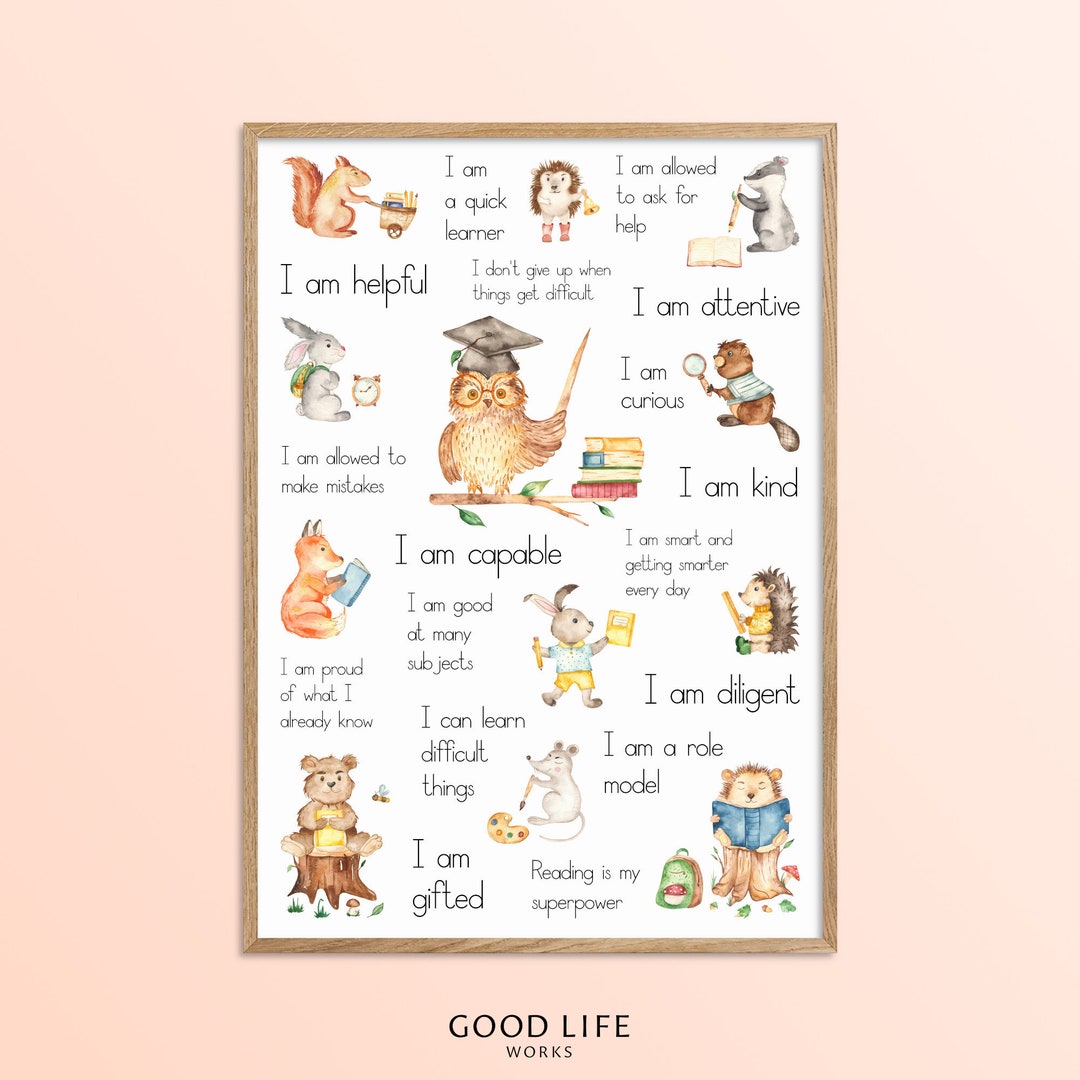 Elementary Classroom Affirmations Poster, Homeschool Woodland Animals ...