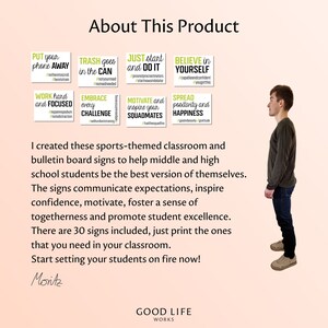 30 Classroom Bulletin Board Hashtag Signs/posters, Lime Green Middle ...