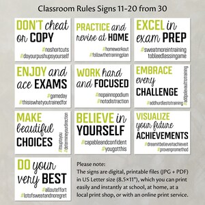 30 Classroom Bulletin Board Hashtag Signs/posters, Lime Green Middle ...