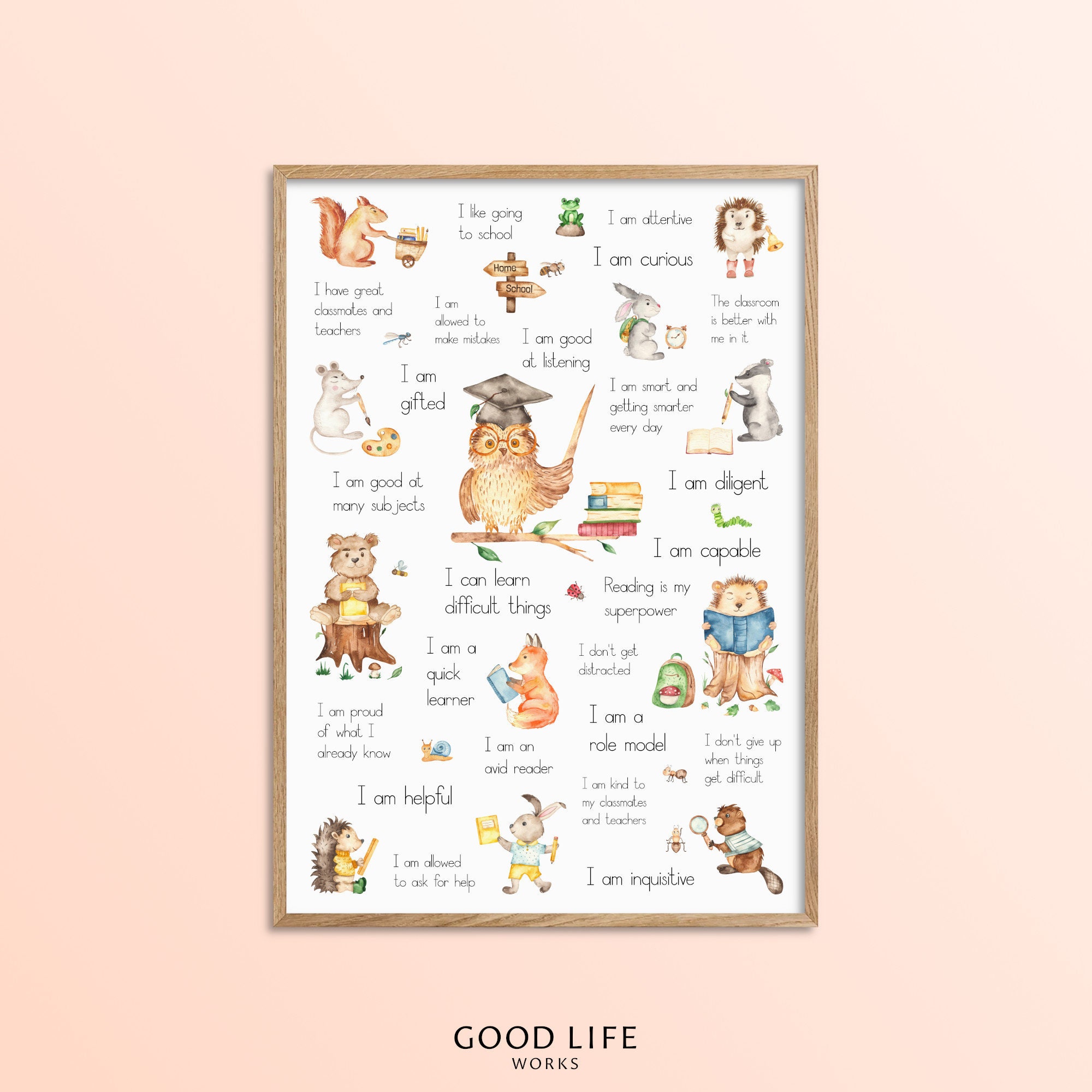 Elementary Classroom Affirmations Poster Homeschool Woodland - Etsy