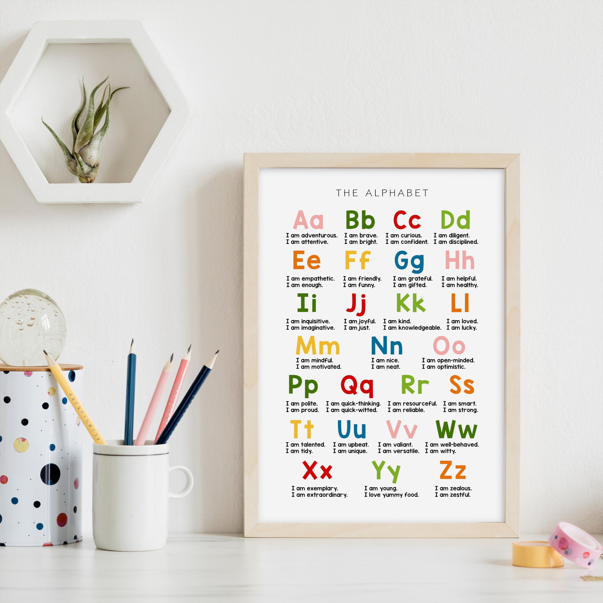 Rainbow Affirmations Alphabet Abc Poster, Homeschool Decor Chart ...