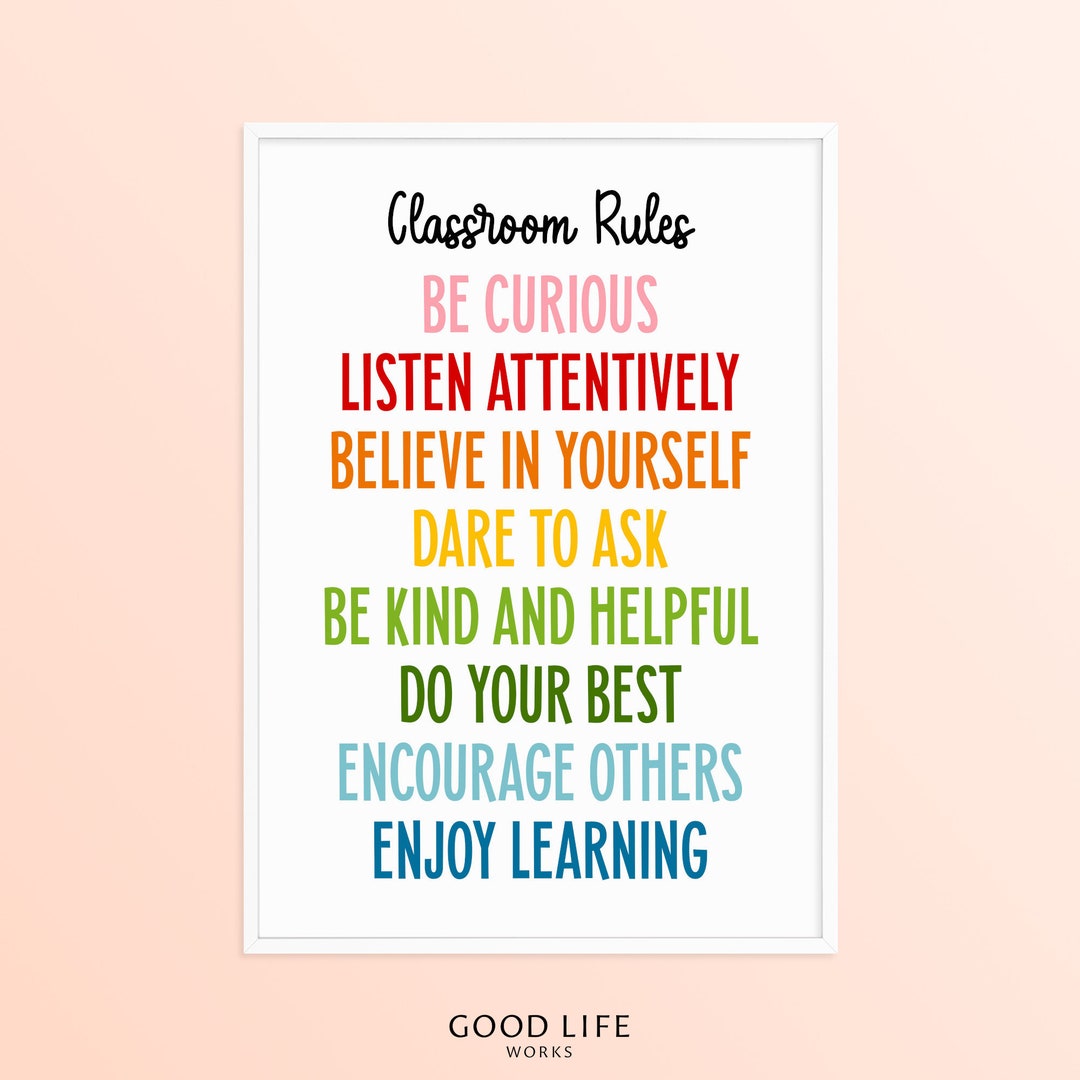 Elementary Classroom Rainbow Rules Expectations Poster, 1st 2nd Grade ...