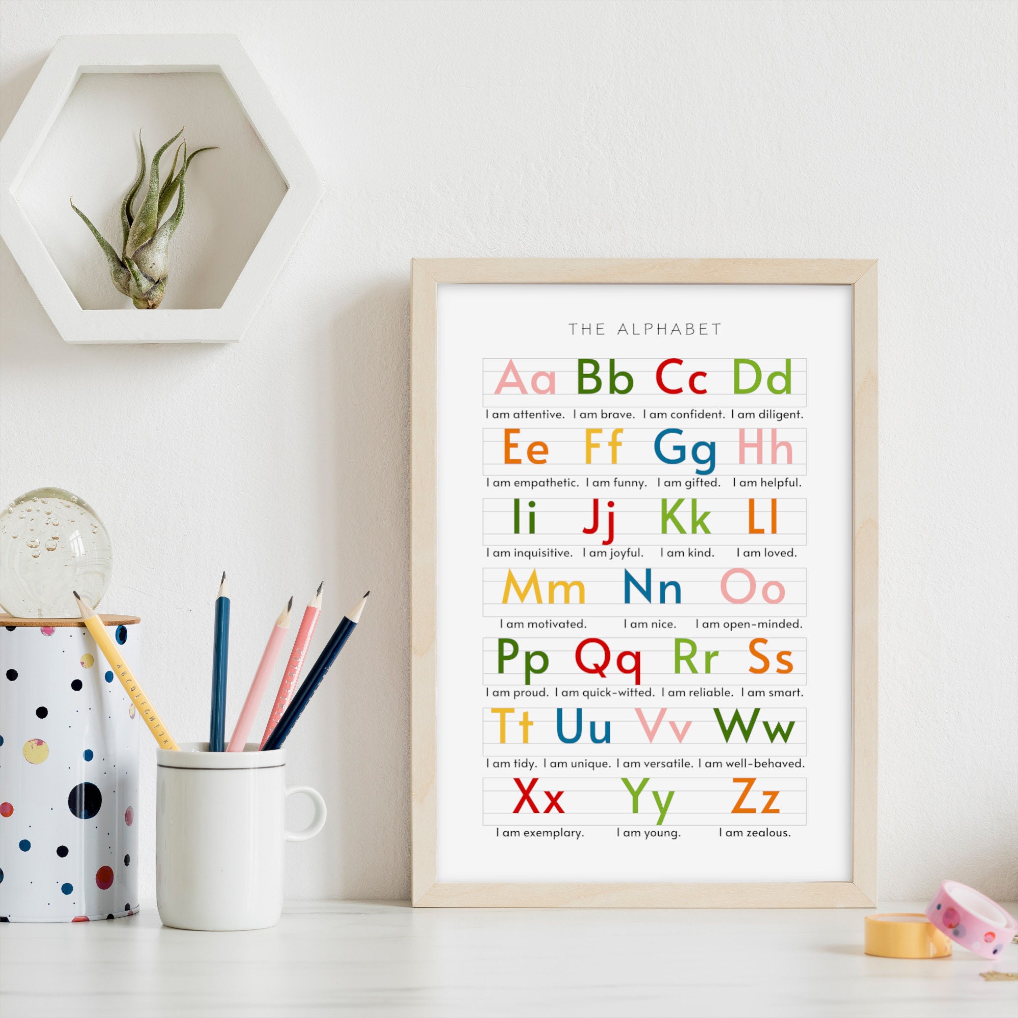 Rainbow Affirmations Alphabet Abc Poster, Homeschool Decor Chart ...