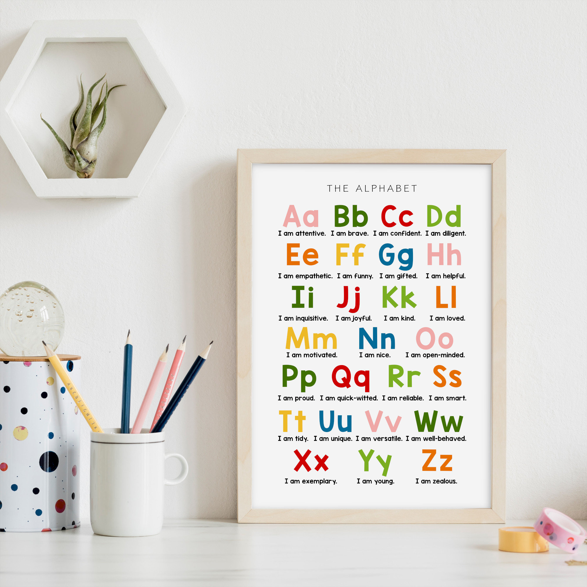 Rainbow Affirmations Alphabet Abc Poster, Homeschool Decor Chart ...