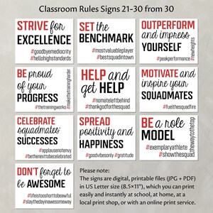 30 Classroom Bulletin Board Hashtag Signs/posters, Red Middle High ...