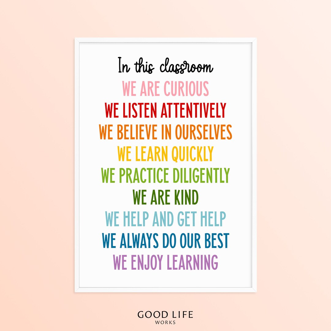 Elementary in This Classroom Rainbow Affirmations Poster, 1st 2nd Grade ...