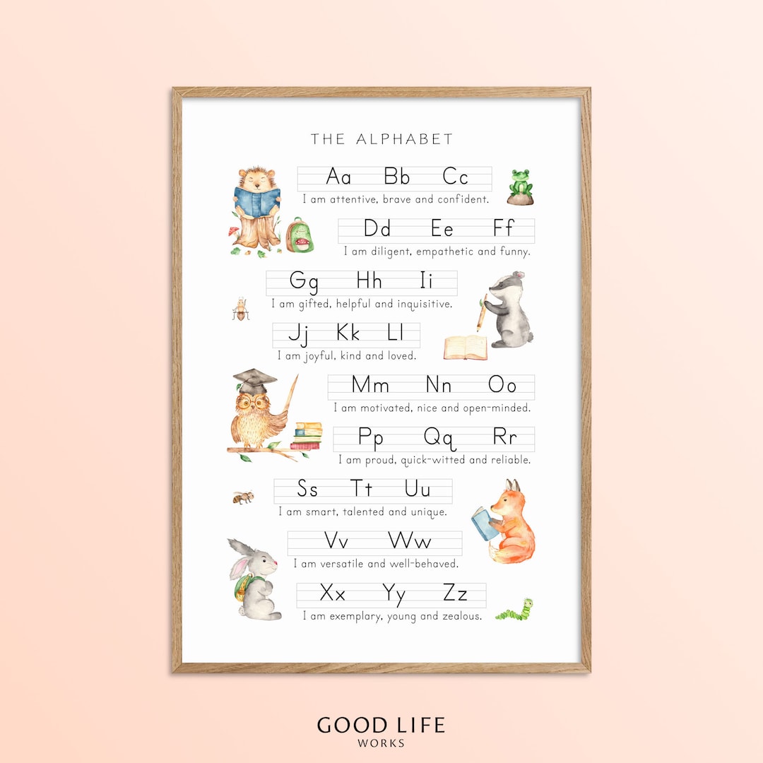 Affirmation Alphabet Abc Poster, Homeschool Decor, Nursery Playroom ...