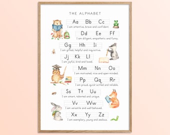 Rainbow Affirmations Alphabet Abc Poster, Homeschool Decor Chart ...
