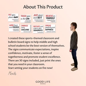 30 Classroom Bulletin Board Hashtag Signs/posters, Red Middle High ...