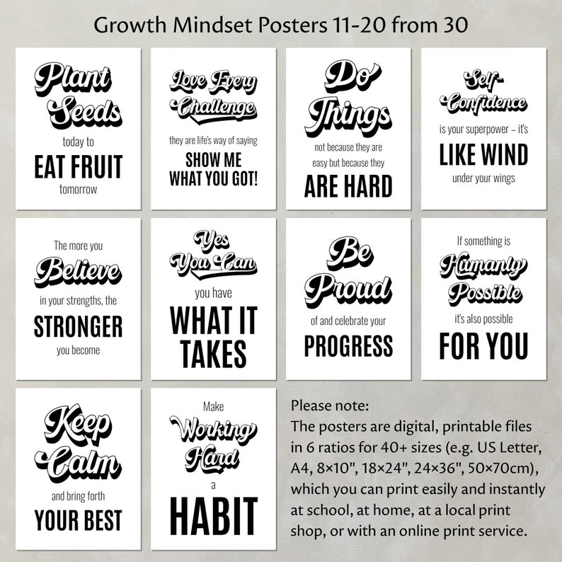 30 Growth Mindset Middle High School Classroom Decor Posters - Etsy