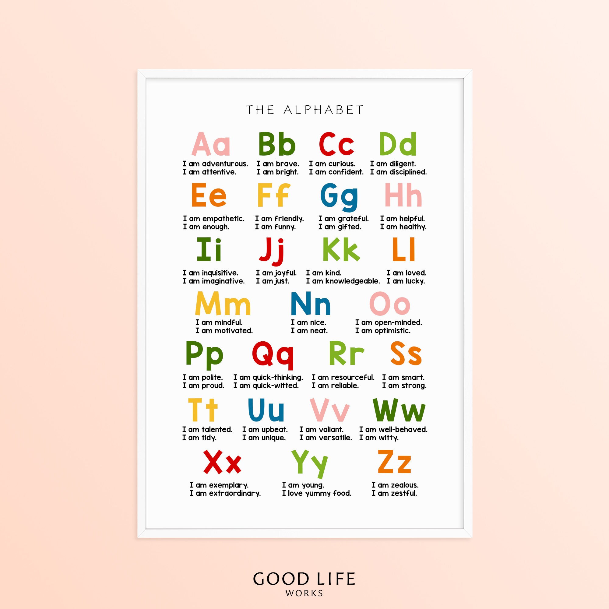 Rainbow Affirmations Alphabet Abc Poster, Homeschool Decor Chart ...