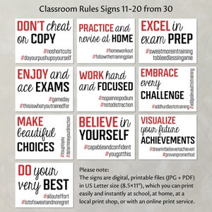 30 Classroom Bulletin Board Hashtag Signs/posters, Red Middle High ...
