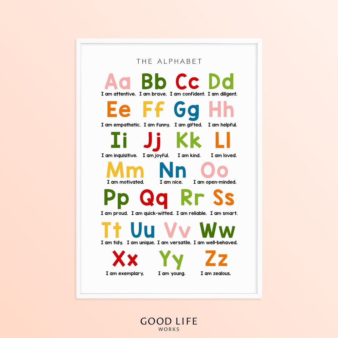 Rainbow Affirmations Alphabet Abc Poster, Homeschool Decor Chart ...