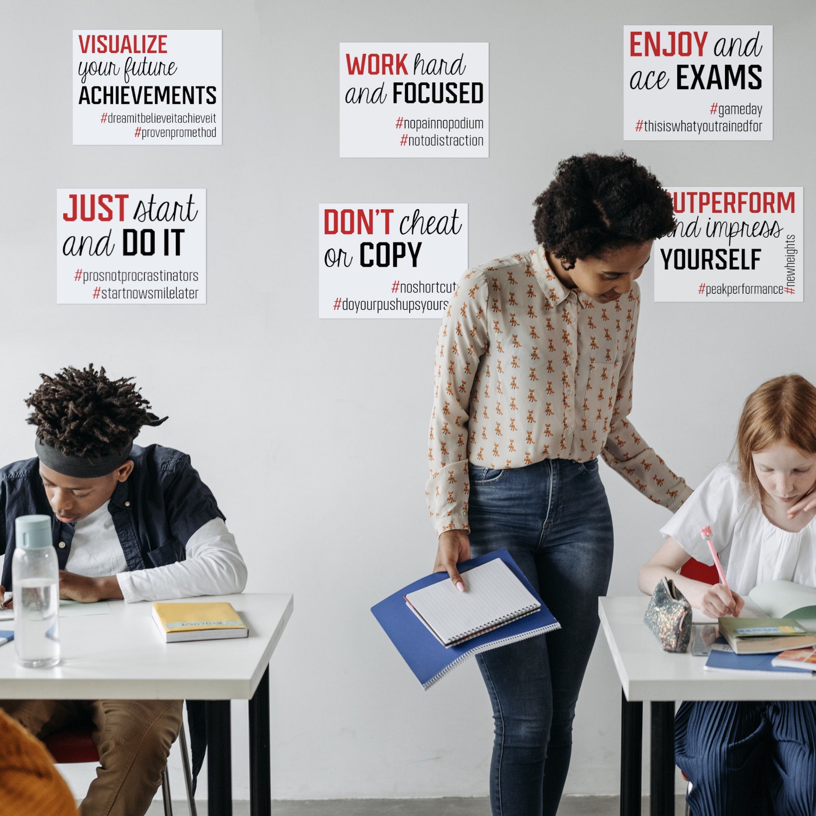 30 Classroom Bulletin Board Hashtag Signs/posters, Red Middle High ...