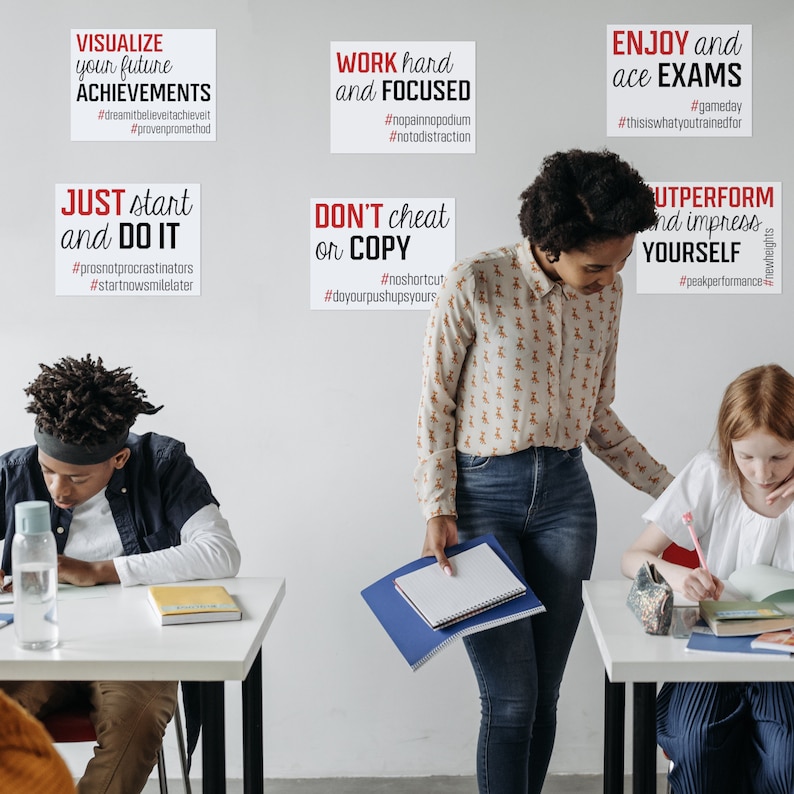 30 Classroom Bulletin Board Hashtag Signs/posters, Red Middle High ...