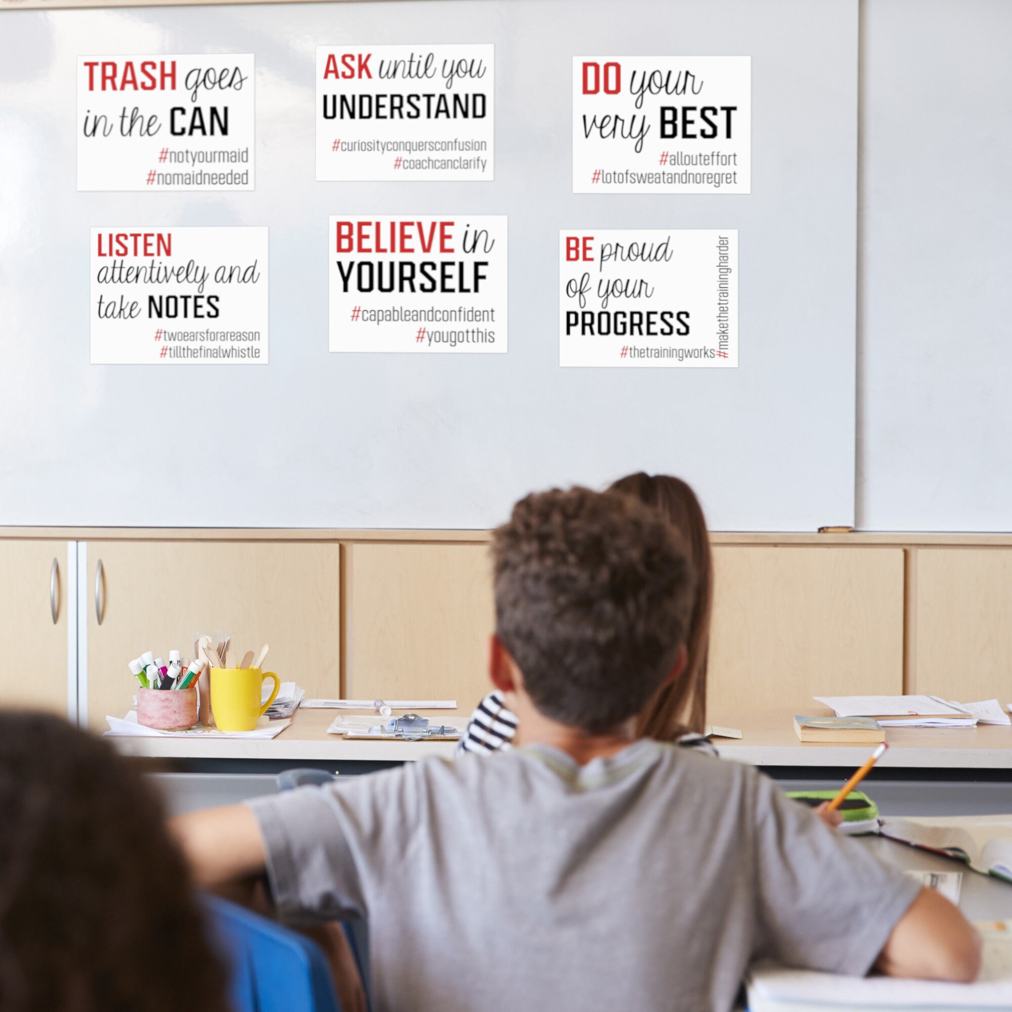 30 Classroom Bulletin Board Hashtag Signs/posters, Red Middle High ...