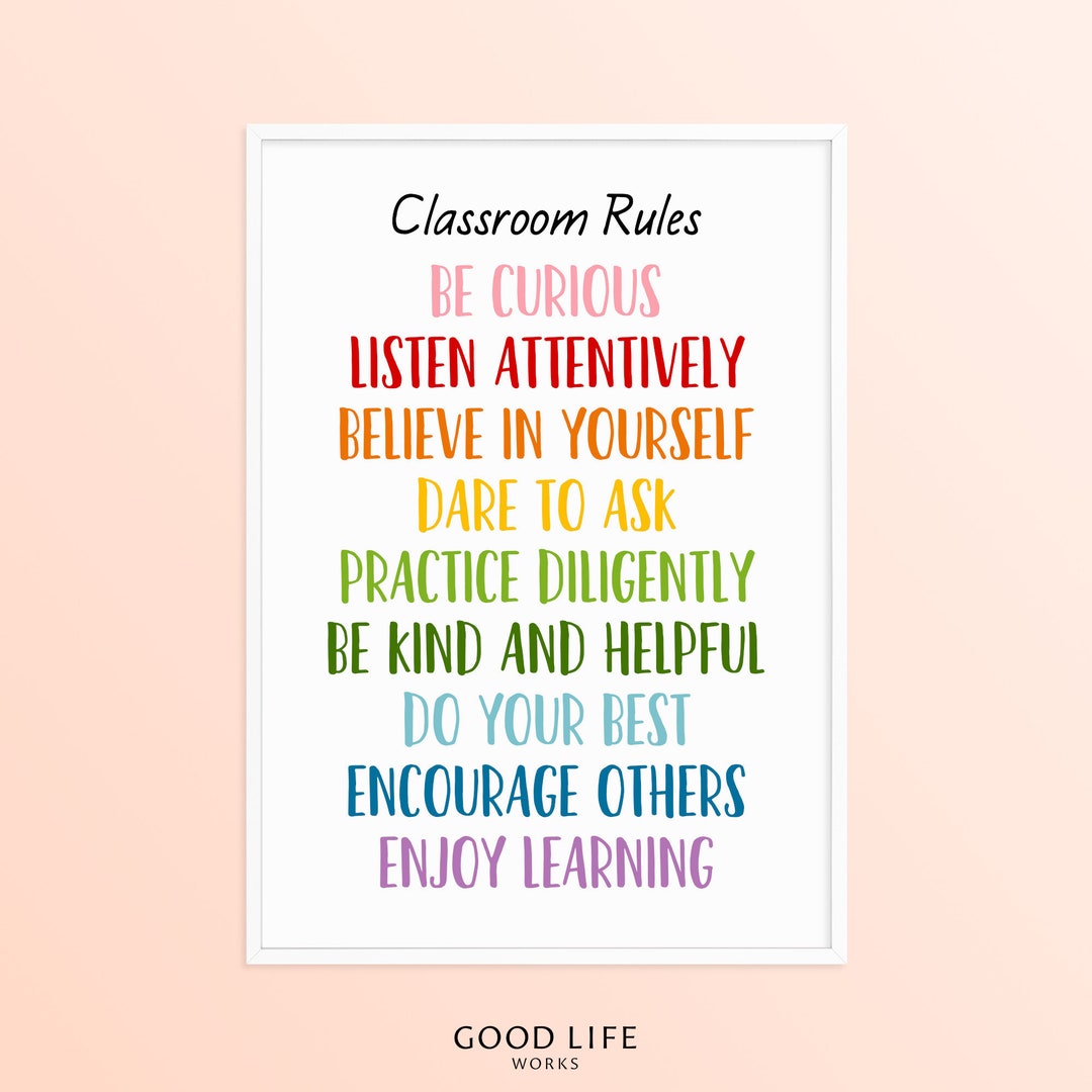 Elementary Classroom Rainbow Rules Expectations Poster, 1st 2nd Grade ...