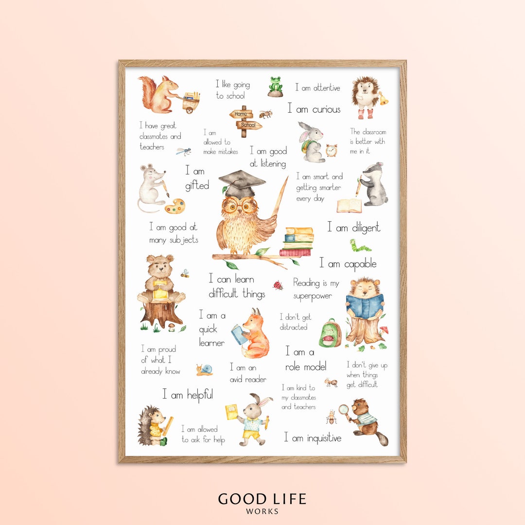 Elementary Classroom Affirmations Poster, Homeschool Woodland Animals ...