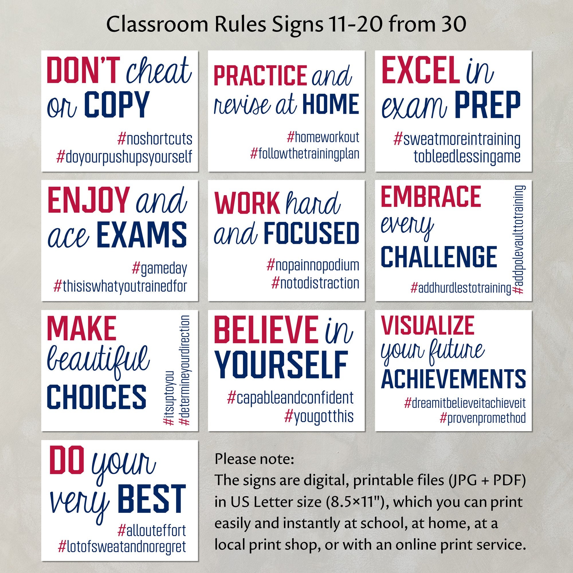 30 Classroom Bulletin Board Hashtag Signs/posters US Flag Color ...